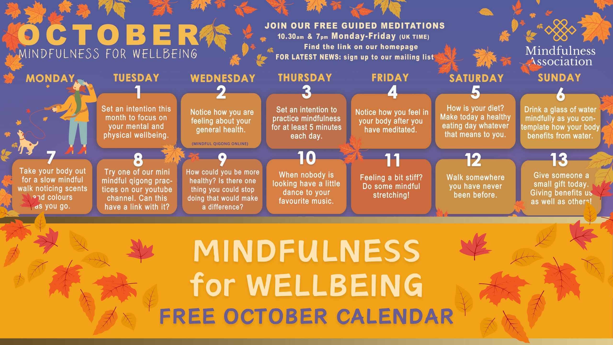 Mindfulness for Wellbeing in October Calendar 2024 - Latest News ...
