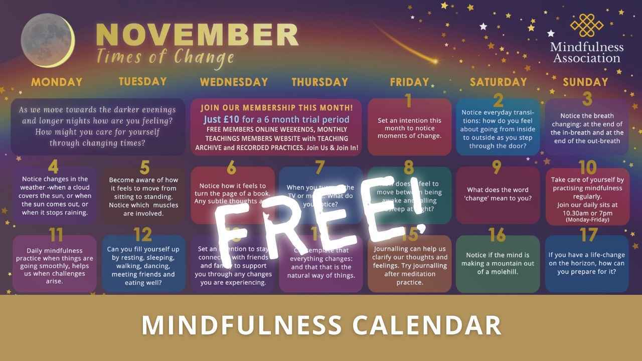 November 2024 Mindfulness Calendar - Latest News - Mindfulness Association