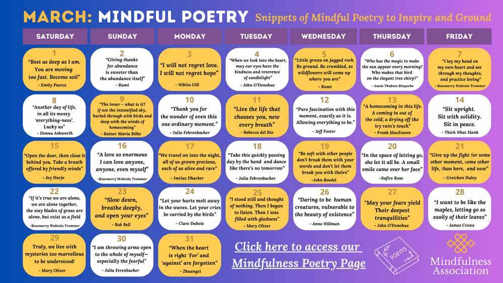 March 2025 Mindfulness Calendar - Latest News - Mindfulness Association
