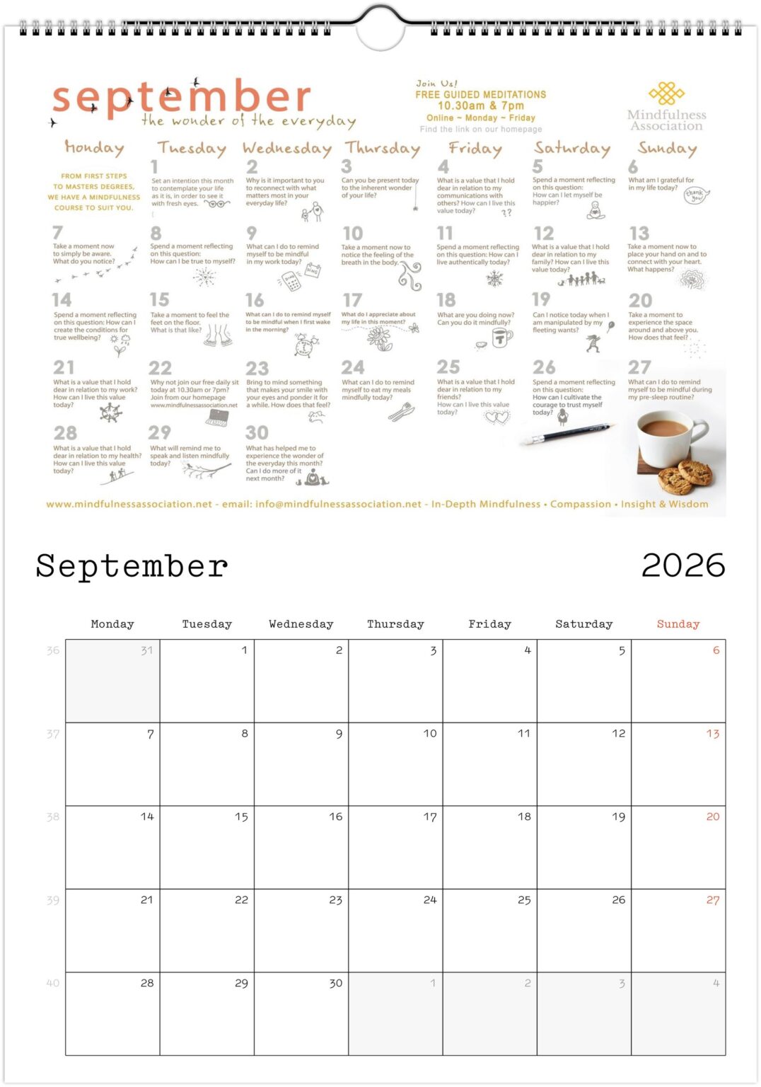 2026 Wall Calendar - Mindfulness Association